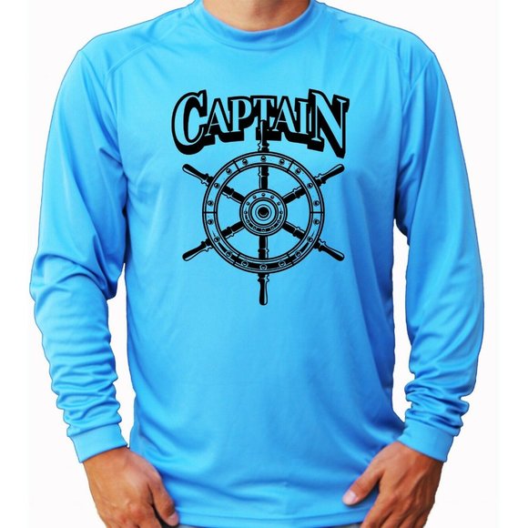 Shirts | Captain Ship Wheel Long Sleeve Upf 5 Tshirt Fishing Boat Sport ...